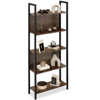 TecTake TecTake &Eacute;tag&egrave;re &eacute;chelle &agrave; 5 Niveaux Dont Deux avec parois arri&egrave;res, 62 x 24 x 165,5 cm, Biblioth&egrave;que Style Industriel, Meuble de Rangement Chambre Sal