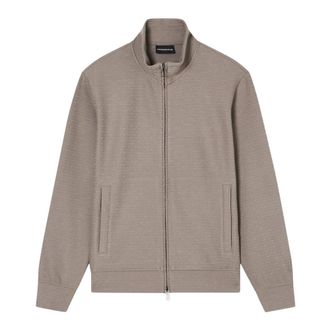 Emporio Armani Texturiertes Sweatshirt mit durchgehendem Rei&szlig;verschluss - - Sweatshirts & Hoodies - Herren - Beige - S