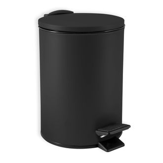 Spirella Kosmetikeimer 3L Schwarz Edelstahl mit Absenkautomatik, Anti-Fingerabdruck, Softclose, gro&szlig;em Fu&szlig;pedal, leicht zu reinigen - Elegantes Design f&uuml;r Bad 