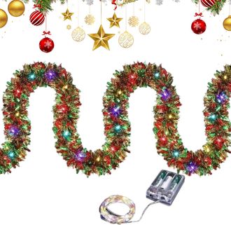 Generic Weihnachts-Foliengirlande - gedrehte LED-Lichterkette, Wiederverwendbare Party-Dekoration, langlebiges, gl&auml;nzendes Folienmaterial, Flexibles Design f&uuml;