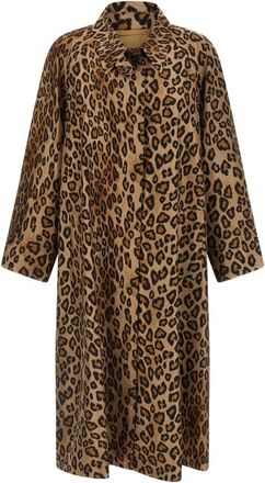 Alberto Biani Femme, Manteaux, Brun, Taille: 40 FR Trench-coat en soie &agrave; imprim&eacute; animal