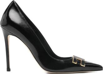 Elisabetta Franchi Femme, Chaussures, Noir, Taille: 38 EU Escarpin en Cuir avec D&eacute;tail Logo