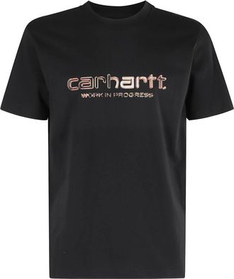 Carhartt Work in Progress Chrome Script Solar T-Shirt Schwarz Kurzarm - - Tops - Herren - Schwarzk - S