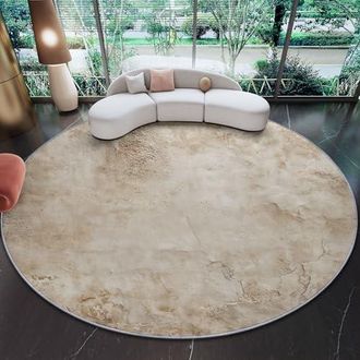 Generic Tapis Rond 140 cm - Lavable en Machine - Abricot Tapis de Sol antid&eacute;rapant et Doux - Motif &Eacute;l&eacute;gant Vieux Mur de Pierre Texture - pour Chambre &agrave; Couche