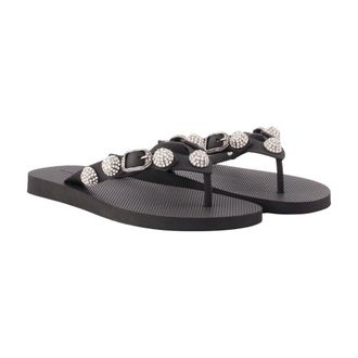 Balenciaga Womens Cagole Thong Sandals - Balenciaga Strass Black Other Shoes Flat-Shoes