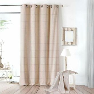 HOME MAISON Homemaison - Rideau dAmeublement à Grands Carreaux Crème 135x260 cm