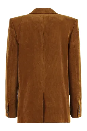 Saint Laurent Womens Jacket Velvet Cognac Cotton Blazers
