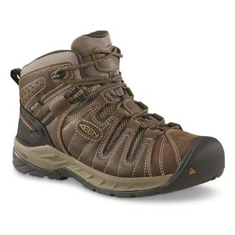Keen Mens Flint 2 Mid Height Soft Toe Waterproof Non Slip Work Boots, Black Olive/Brindle, 9.5