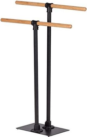 WENKO Handtuchst&auml;nder Forli, Handtuchhalter, Bad-Accessoire mit 2 Armen aus schwarz lackiertem Stahl, mattes Finish im Industrie-Stil, Arme nachhaltigem, Sc