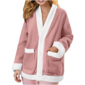Generic Unsex Doudoune r&eacute;versible en peluche et confortable avec boutons sur le devant, pyjama chaud grande taille, rose, 3XL