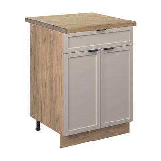 Vicco Schubunterschrank Fame-Line, GrauBeige, 60 cm mit Schublade, ap Eiche
