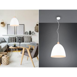 Trio Leuchten Pendelleuchte jagger Lampenschirm Metall/Holz Weiß, ø 40cm