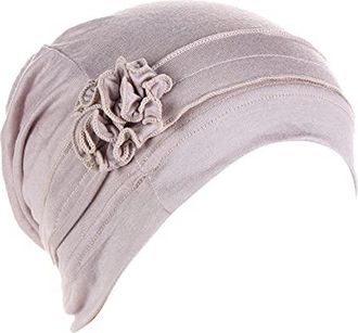 Generic Chapeau pour femme - Chapeau de perles - Chapeau musulman - Cancer - Chimio - Bandeau pour homme, beige, S