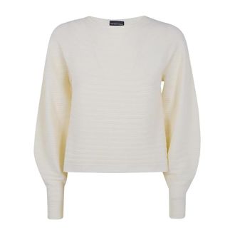 Emporio Armani Pullover mit Ballon&auml;rmeln und Rippstrick - - Knitwear - Damen - Gelb - M