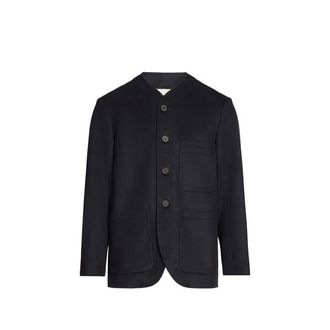 Emporio Armani Blazer droit en laine et cachemire m&eacute;lang&eacute;s