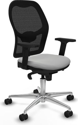 Piqueras y Crespo Grauer Schreibtisch mit 2D-Armlehnen, h&ouml;henverstellbare Lendenwirbelst&uuml;tze. Ausgestattet mit 5 Positionen und injiziertem Schaum. Mit Rollen von 65 mm