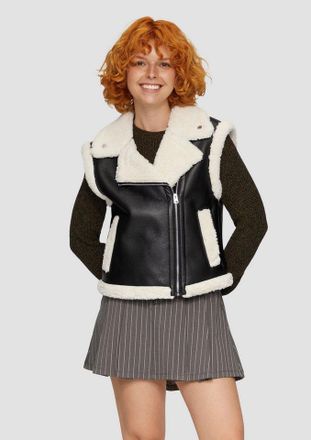 QS by s.Oliver Outdoorjacke Outdoor-Weste Weste in Lammfell-Optik