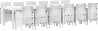 vidaXL Garten Essgruppe 13 pcs Weiß Polt Rattan Vidaxl