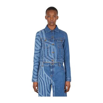 Ahluwalia Studio Denimjacke mit Laser-Motiv - - Jackets - Damen - Blau - 2XS