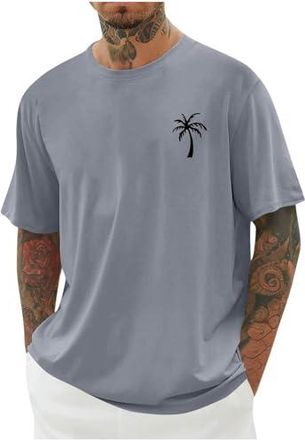 Generic T-shirts &agrave; col rond &agrave; manches courtes pour homme - L&eacute;ger - Hauts de loisirs - Confortable et respirant - Extensible dans de nombreuses couleurs - Chem