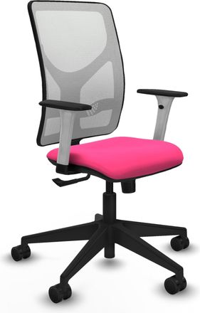 Piqueras y Crespo Schreibtischstuhl mit Rollen, Rosa, mit wei&szlig;en und schwarzen Armlehnen, h&ouml;henverstellbare Lendenwirbelst&uuml;tze, 3 Positionen, Wei&szlig; / Rosa