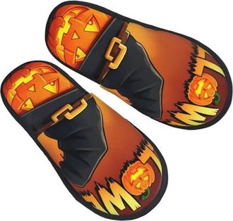 Generic Pantoufles En Peluche Motif De Chapeau DAutomne Citrouille DHalloween Slippers Hiver Antid&eacute;rapants Chausson Pour Ext&eacute;rieur Femme Unisex L