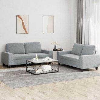 vidaXL vidaXL 2-tlg. Sofagarnitur Hellgrau Stoff