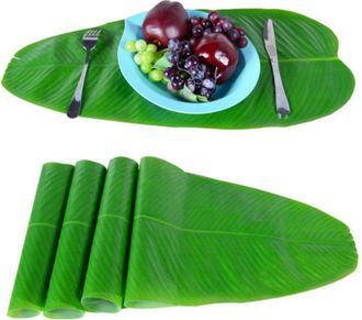 Valiclud 5stücke Bananenblätter Tischset Aus Grüne Für Tischdeko Partydekoration Wie Tropenparty Hawaii-Party Dschungelparty Für Teller Tassen Wohnzimmer Küche