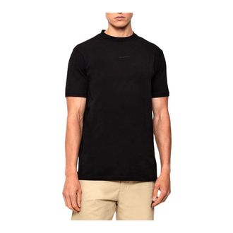 Karl Lagerfeld Schwarzes T-Shirt mit schmalem Fensterlogo - - Tops - Herren - Schwarzk - L
