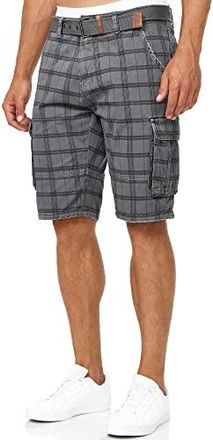 Indicode Hommes Monroe Cargo Shorts | Pantalon Court Cargo avec Ceinture Iron Check XL