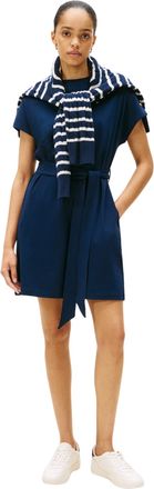 Tommy Hilfiger Damen Kleid Gold Button Jersey mit Gürtel, Blau (Dark Night Navy), XXXL