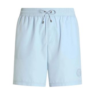 Dolce & Gabbana Badeshorts mit Ton-in-Ton-Emblem - - Swimwear - Herren - Blau - M