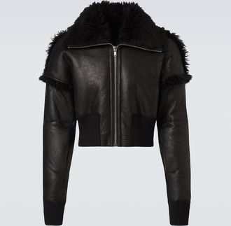 Rick Owens Veste Dracucollar en cuir et shearling