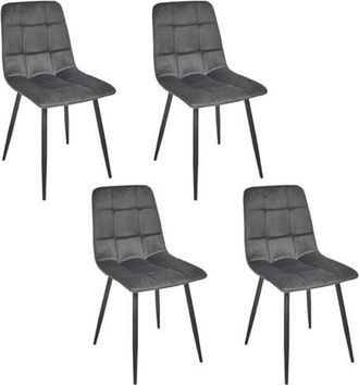 The Home Deco Factory HD0327, Set mit 4 Stühlen in Mateo-Grau, Les PTits Prix, Möbel, Sitz, Tischsessel, Stuhl, 45 x 88 x 52 cm, Sitzhöhe 48 cm, Dunkelgrau-Schwarz