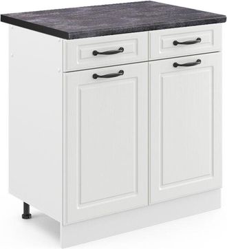 Vicco K&uuml;chenunterschrank R-Line, Wei&szlig; Landhaus, 80 cm, ap Anthrazit
