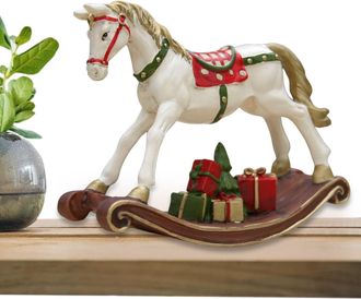 Generic Weihnachtsschmuck Schaukelpferd - Steckenpferd-Weihnachtsdekorationen, Machen Sie eine weihnachtliche Atmosphäre Farbe bemalt Harz Schaukelpferd Figur