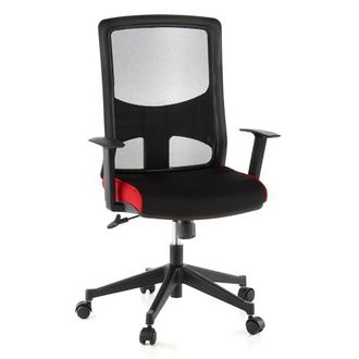 hjh OFFICE 653130 Bürostuhl LAVITA Stoff/Netz Schwarz/Rot Drehstuhl ergonomische Rückenlehne, Armlehnen verstellbar