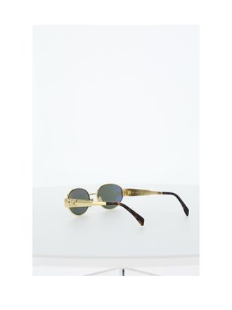 Celine Womens Triomphe Metal Sunglasses Gold-Green Gold/green
