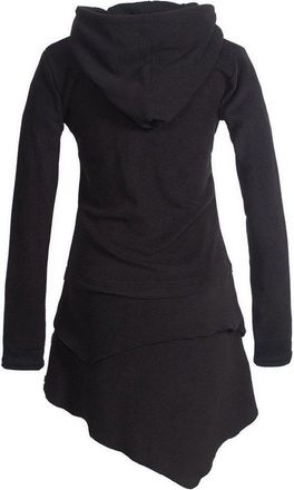 vishes Midikleid Asymmetrisches Kapuzen-Kleid aus Recycling-Fleece Hippie, Goa, Ethno, Elfen Style