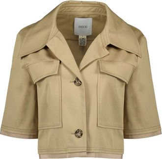 Patou Femme, Vestes, Beige, Taille: 40 FR Crop Short Sleeve Jacket