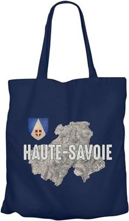Fabulous Tote Bag Sac Shopping en Toile Bleu - Haute Savoie 74 D&eacute;partement Carte Ancienne Alpes Ski - 10 L