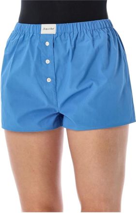 Sporty & Rich Short Loly Signature Logo Ring - Femme - Shorts - Bleu - Taille: 40 FR