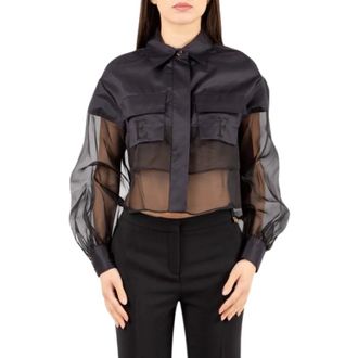 Elisabetta Franchi EF Monogramm Stickerei Hemd - - Blouses & Shirts - Damen - Schwarzk - M