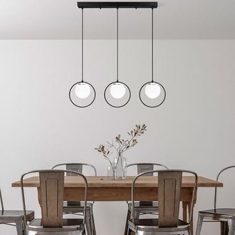 Opviq Elegant Black Chandelier, Adjustable Height 30-126 cm, Metal Body, 3 x E27 Sockets, 96 x 15 x 126 cm | Perfect for Modern Living Spaces, IP20