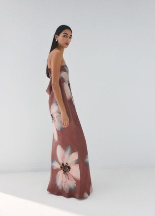 Mango Robe bustier fleurs rose pastel - Femme - XS - MANGO