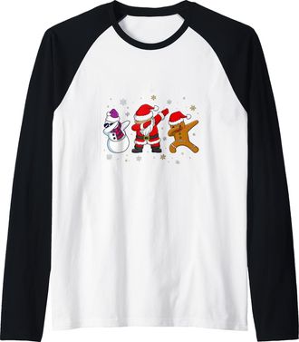 Holiday Dabbing Santa Schneemann Lebkuchen Weihnachten T-Shirt Raglan