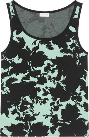 Dries Van Noten Homme, Tops, Vert, Taille: XL Jacquard Tank