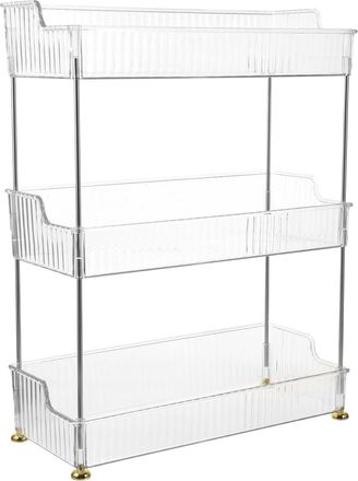 DOITOOL Stöckiges Badezimmer Aufbewahrungsregal aus Pet und Edelstahl Robustes Toilettenregal mit Abnehmbarem Fach Multifunktionales Organizer Regal für Kosme