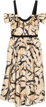 Elisabetta Franchi Femme, Robes, Multicolore, Taille: 34 FR Ribbon Print Midi Dress