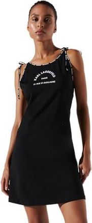 Karl Lagerfeld Robe Courte de Plage avec Logo, Noir, L Femme